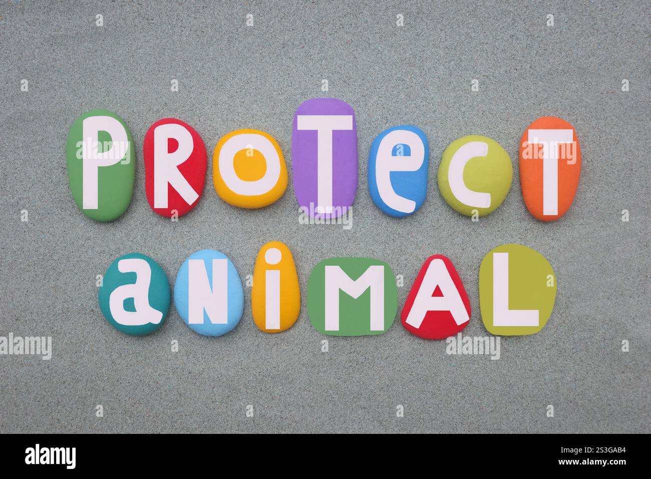 Protect animal, creative slogan and logo composed with multi colored ...