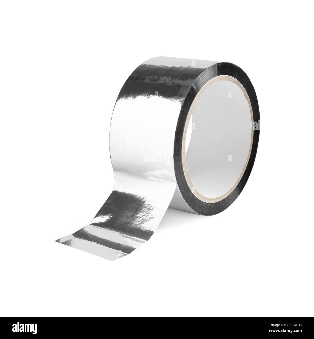 Roll of silver adhesive tape isolated on white Stock Photo - Alamy