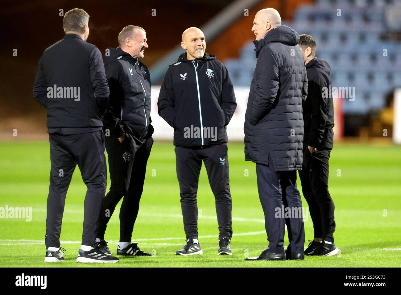 Rangers assistant coach Alex Rae (centre), manager Philippe Clement ...
