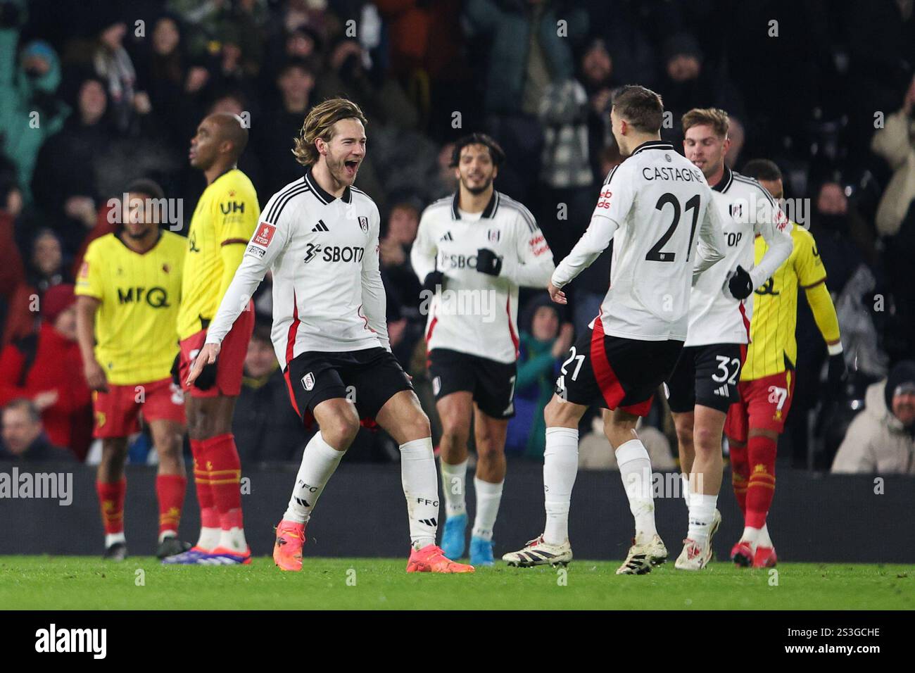 LONDON, UK - 9th Jan 2025: Joachim Andersen of Fulham FC celebrates ...