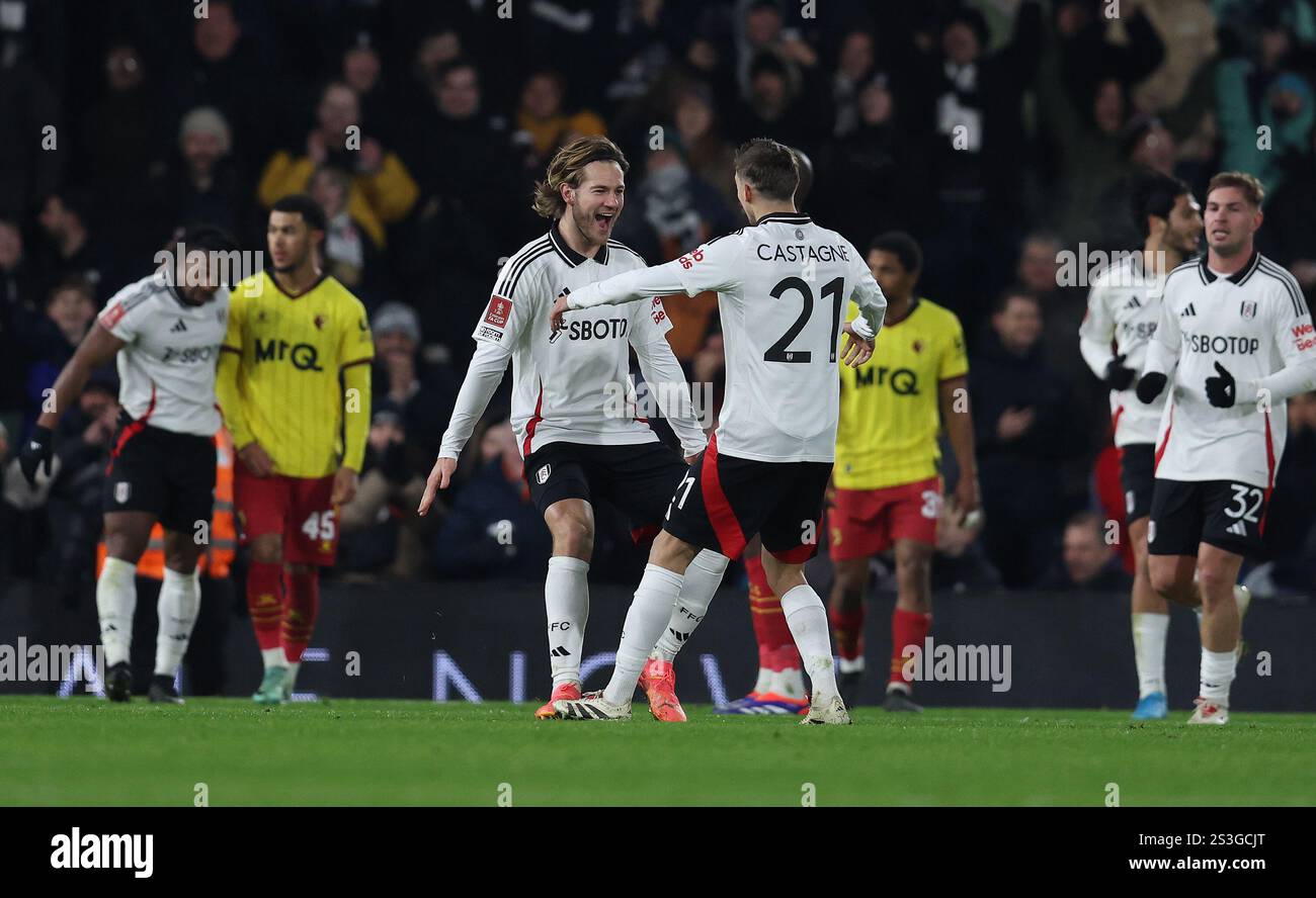 London, UK. 9th Jan, 2025. Joachim Andersen of Fulham celebrates after ...