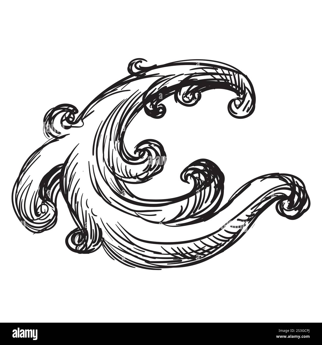 Swirl hand drawing design element vector illustration Stock Vector ...