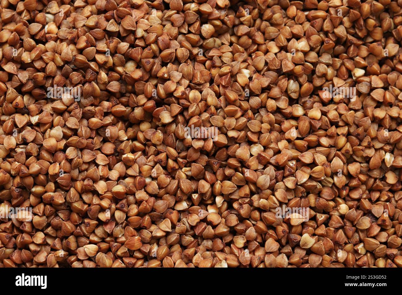 Buckwheat groats, top view. Raw large buckwheat grains, uncooked ...