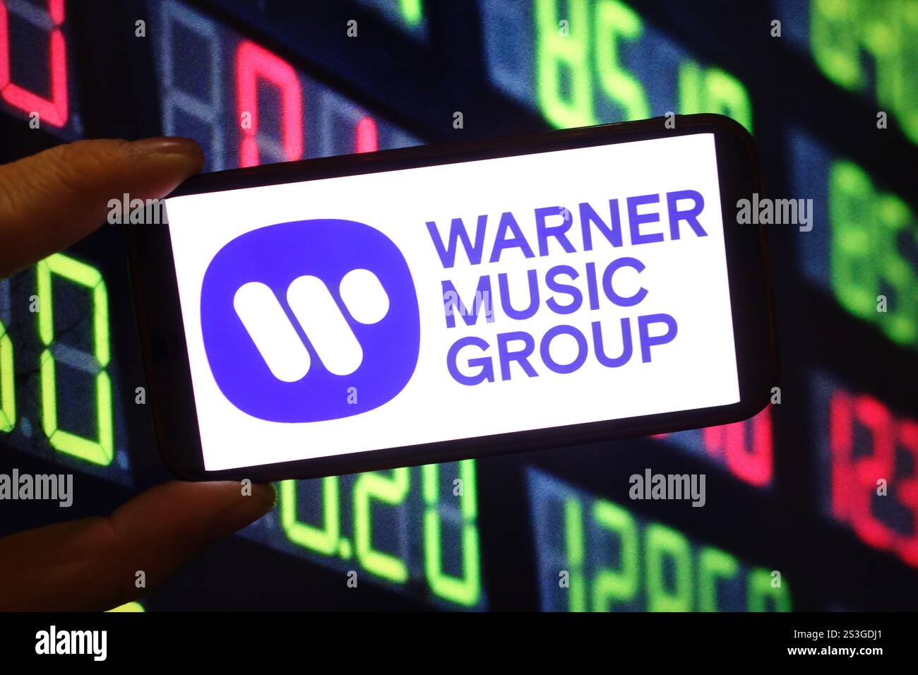 Poland. 9th Jan, 2025. In this photo illustration, the Warner Music Group company logo is seen ...