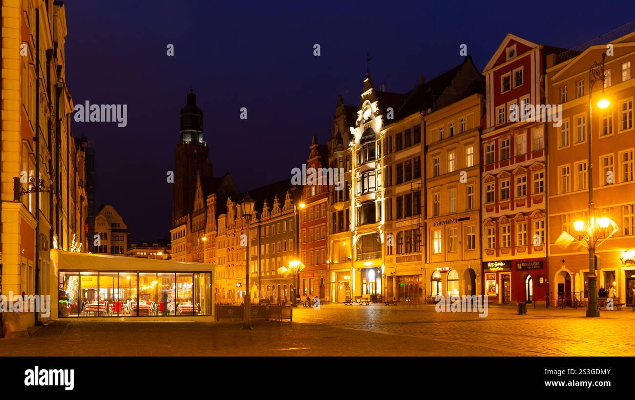 Evening view of Wroclaw Market Square in Poland Stock Photo - Alamy