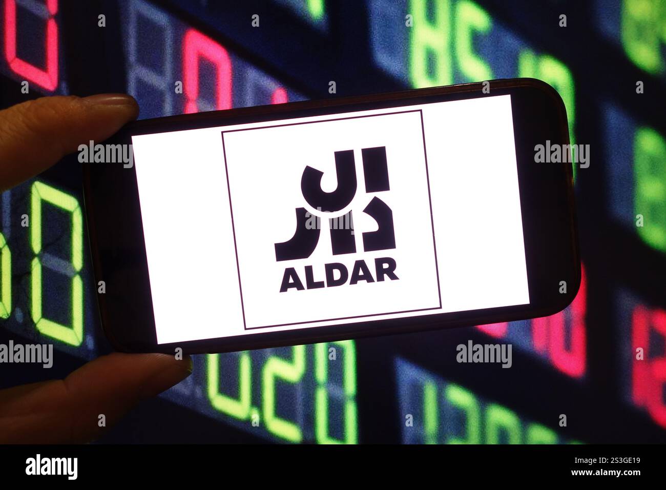 Poland. 09th Jan, 2025. In this photo illustration, the Aldar ...