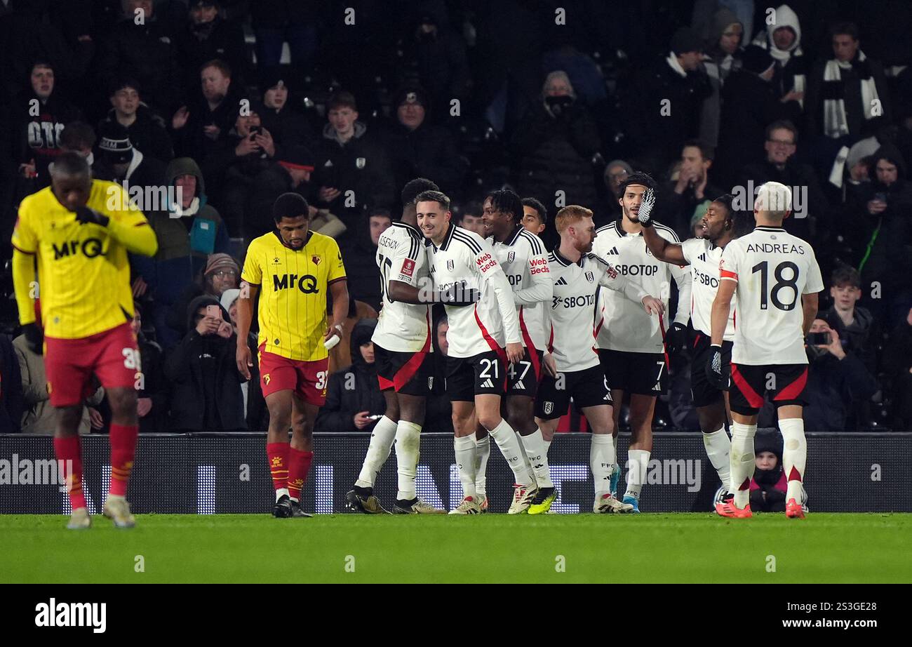 Fulham's Timothy Castagne (no.21) celebrates scoring their side's ...