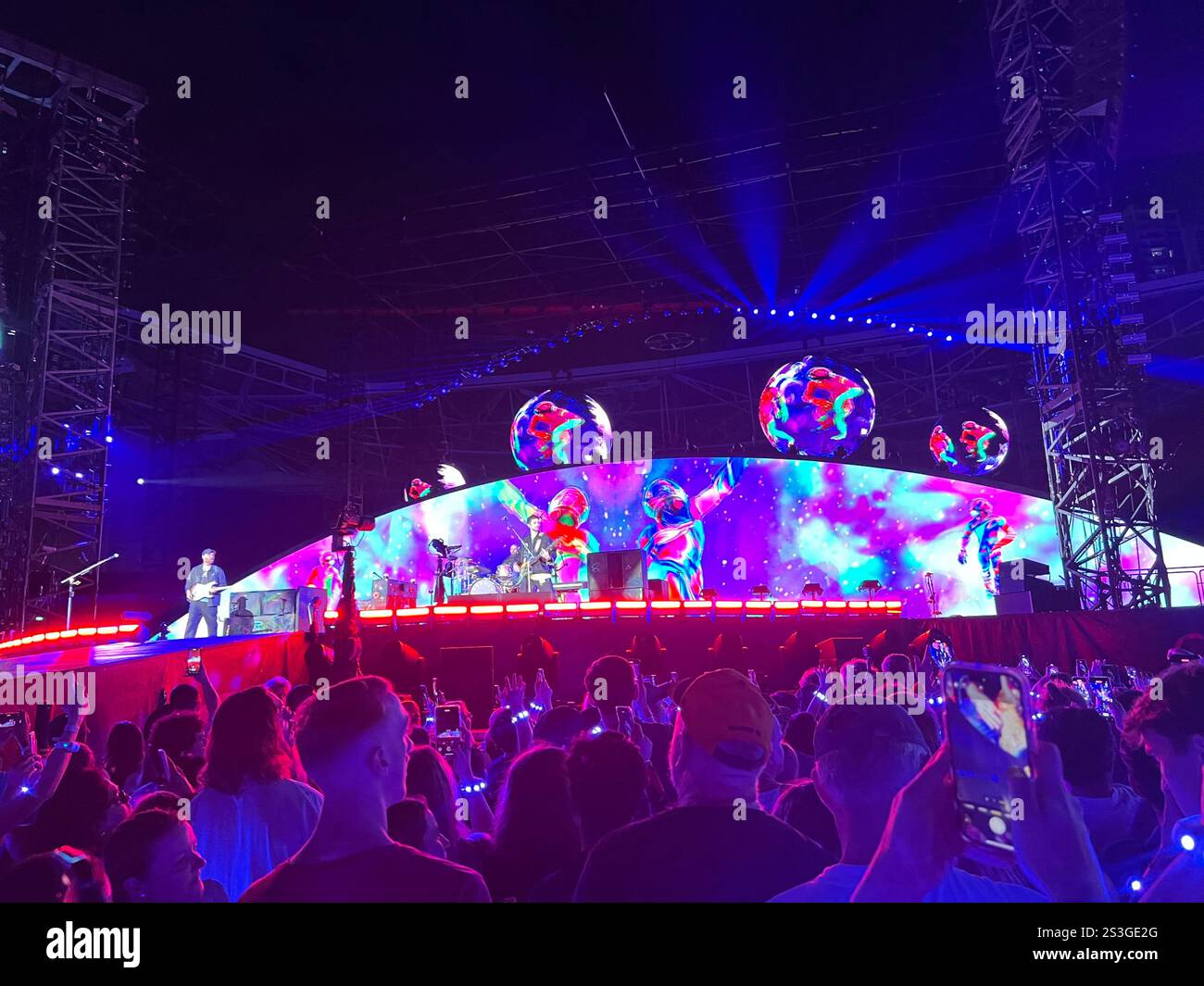 Coldplay concert with a crowd performing in Sydney, Australia on their ...