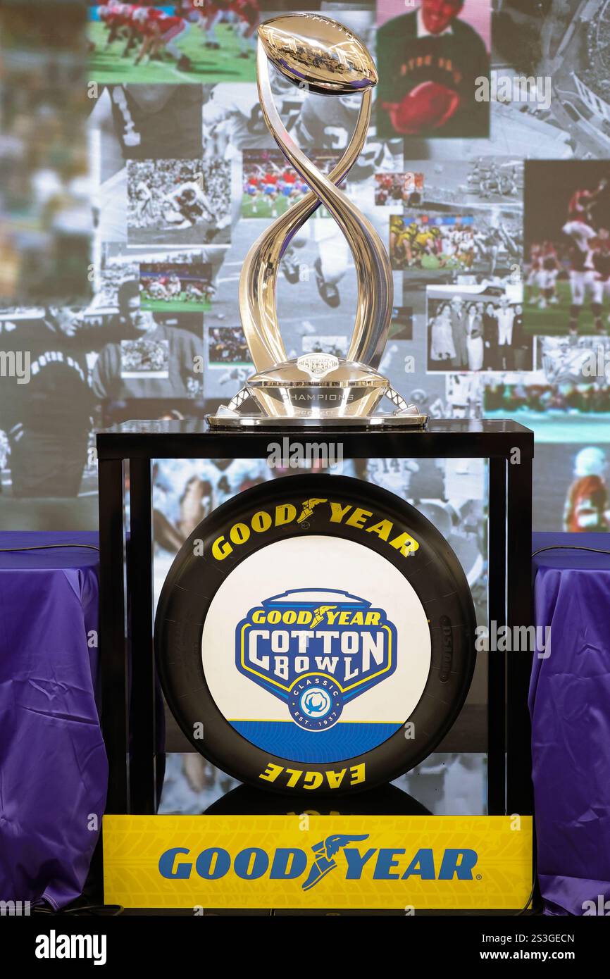 Arlington, Texas, USA. 9th Jan, 2025. The Field Scovell trophy was on ...