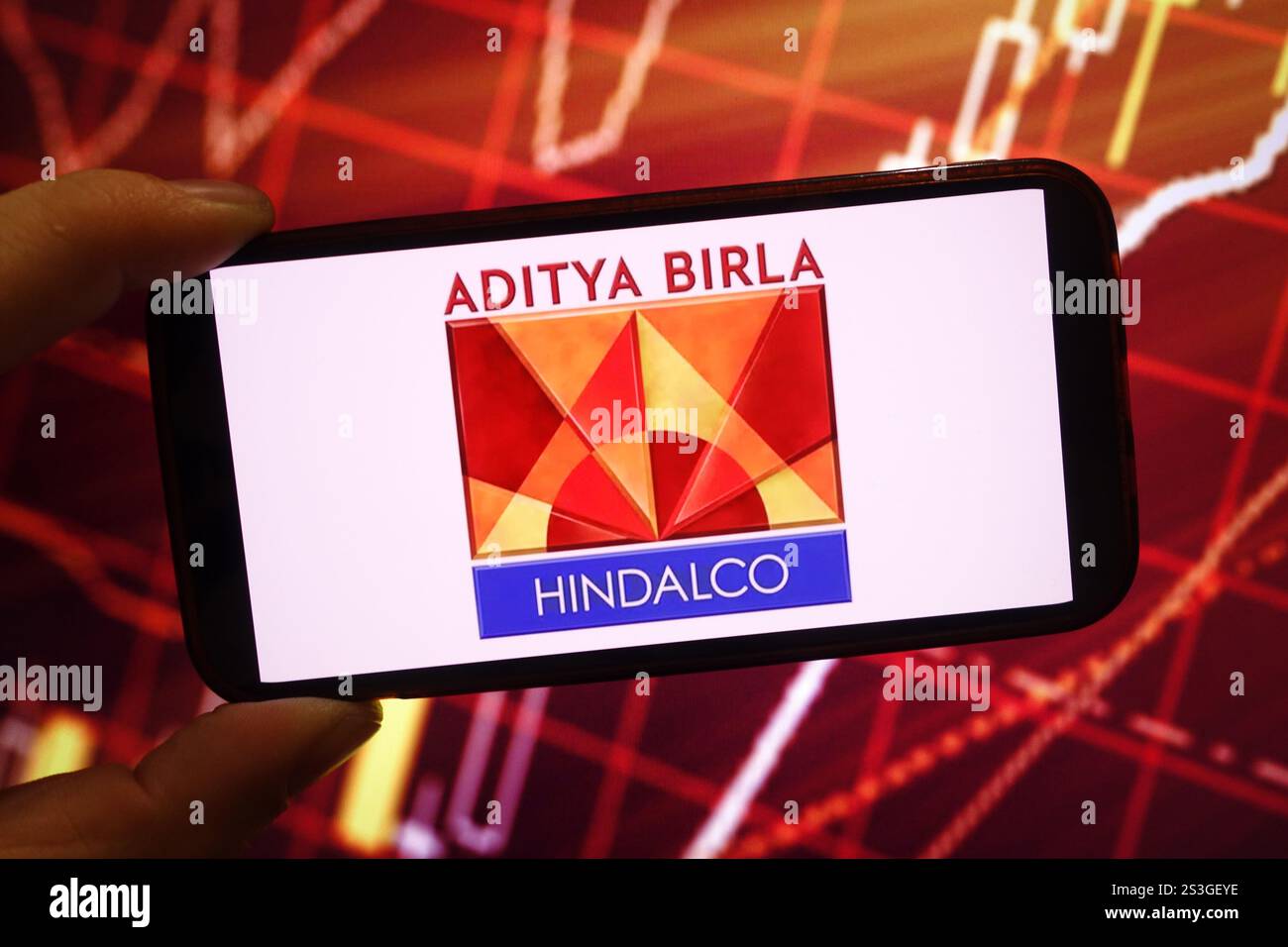 In this photo illustration, the Hindalco Industries company logo is ...