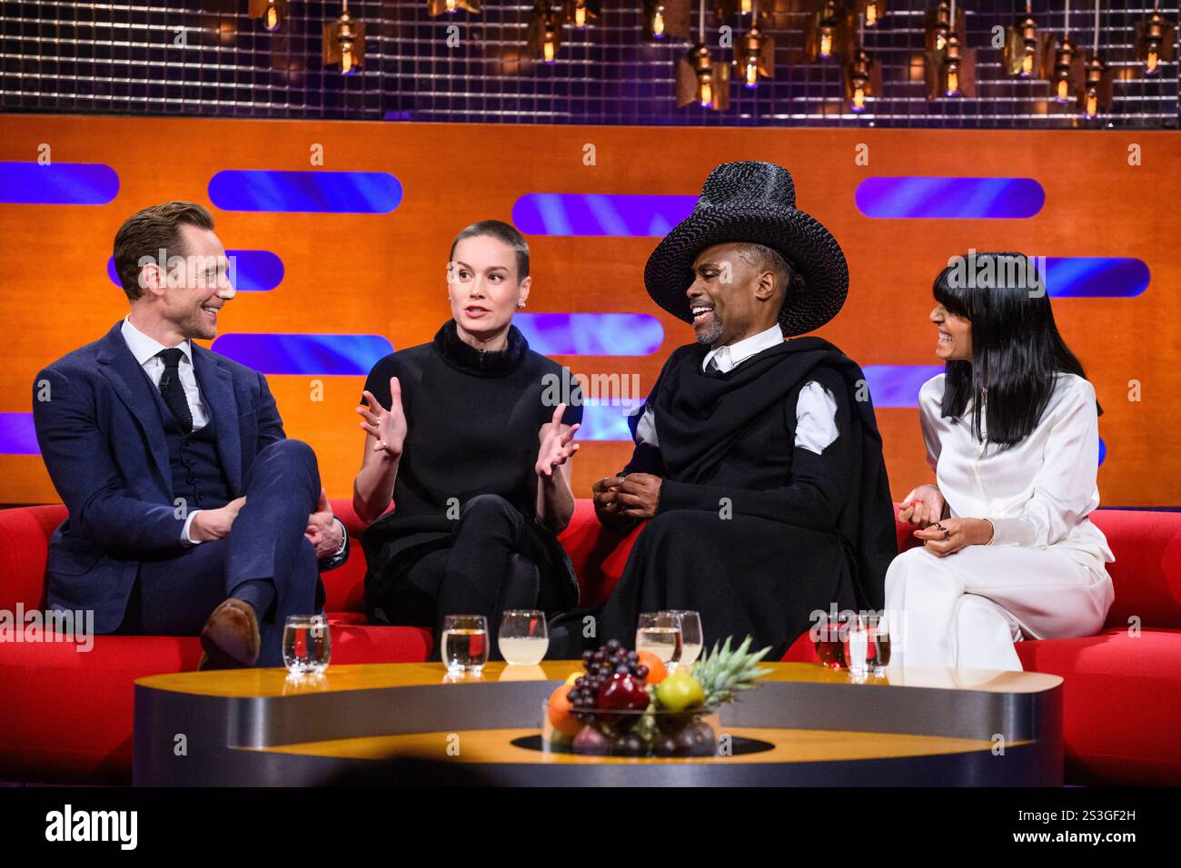 EDITORIAL USE ONLY (left to right) Tom Hiddleston, Brie Larson, Billy ...