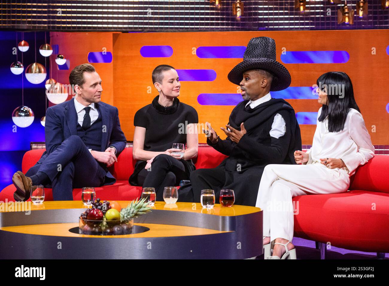 EDITORIAL USE ONLY (left to right) Tom Hiddleston, Brie Larson, Billy ...