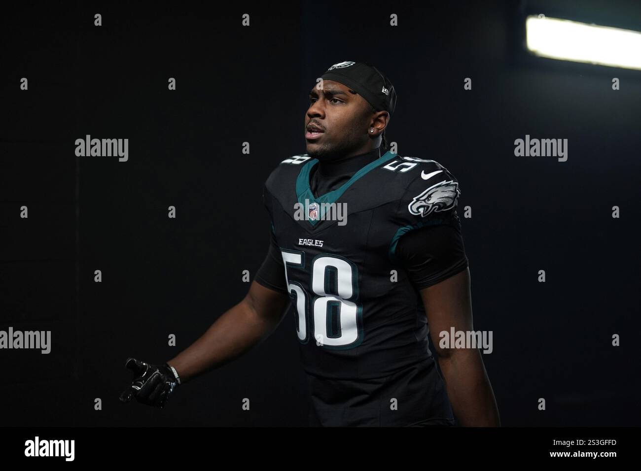 Philadelphia Eagles' Jalyx Hunt walks off the field before an NFL ...