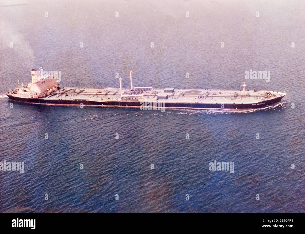 Agip Abruzzo, an oil tanker of former Italian oil company, is sailing ...