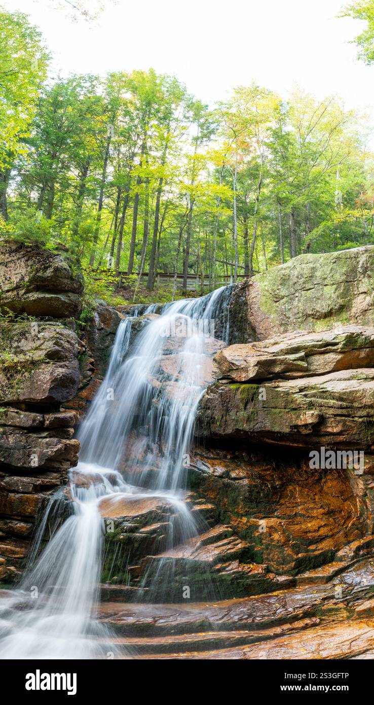 Long exposure Cascading waterfall at Flume Gorge in the Franconia Notch ...