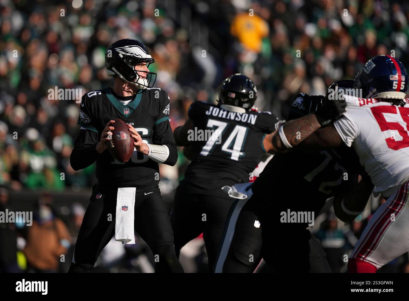 Philadelphia Eagles' Tanner McKee plays during an NFL football game ...