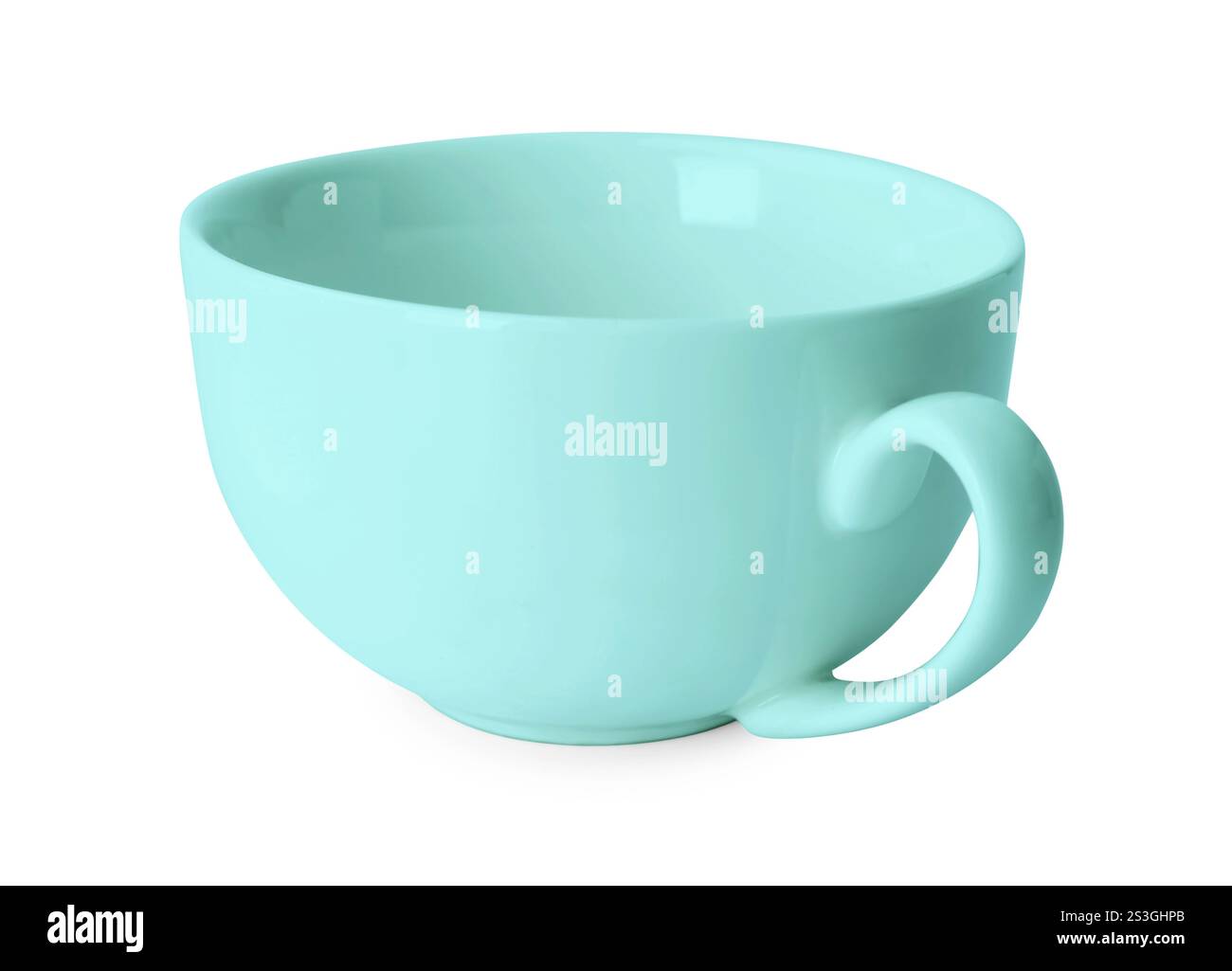 Blank light blue cup isolated on white. Mockup for design Stock Photo ...