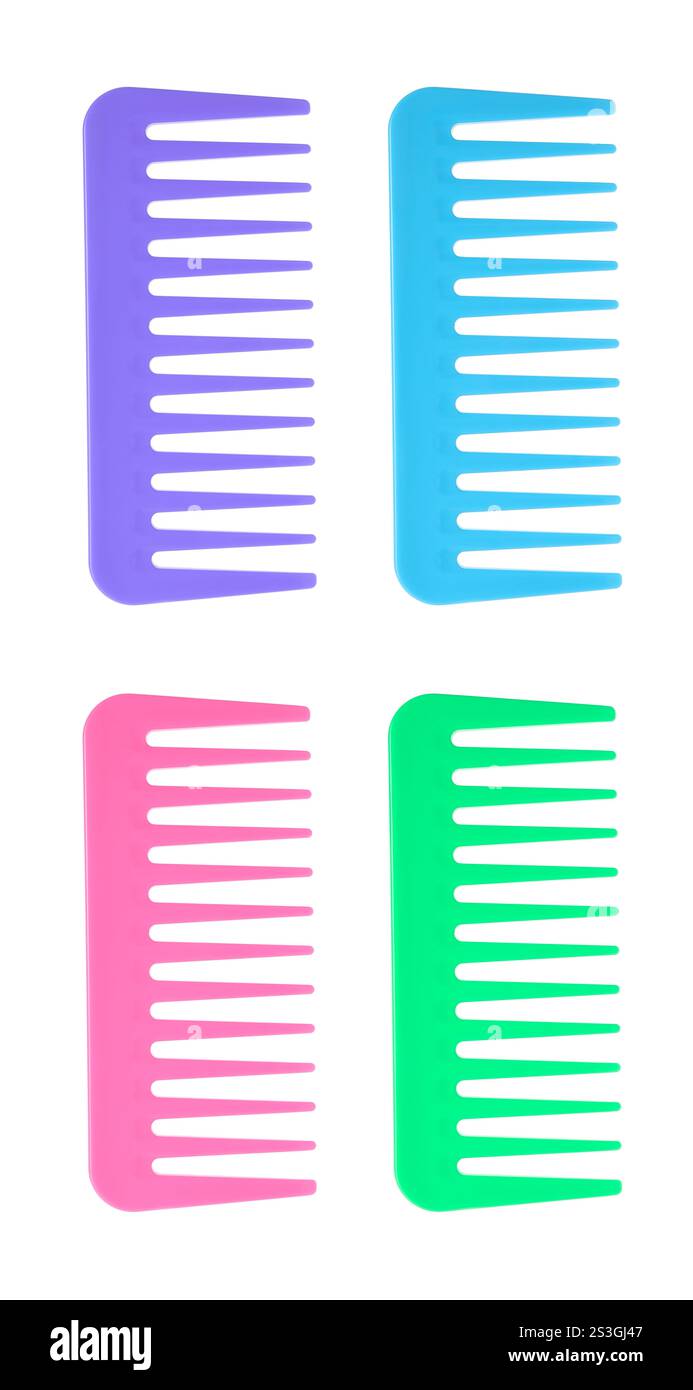 Combs of different colors isolated on white Stock Photo - Alamy