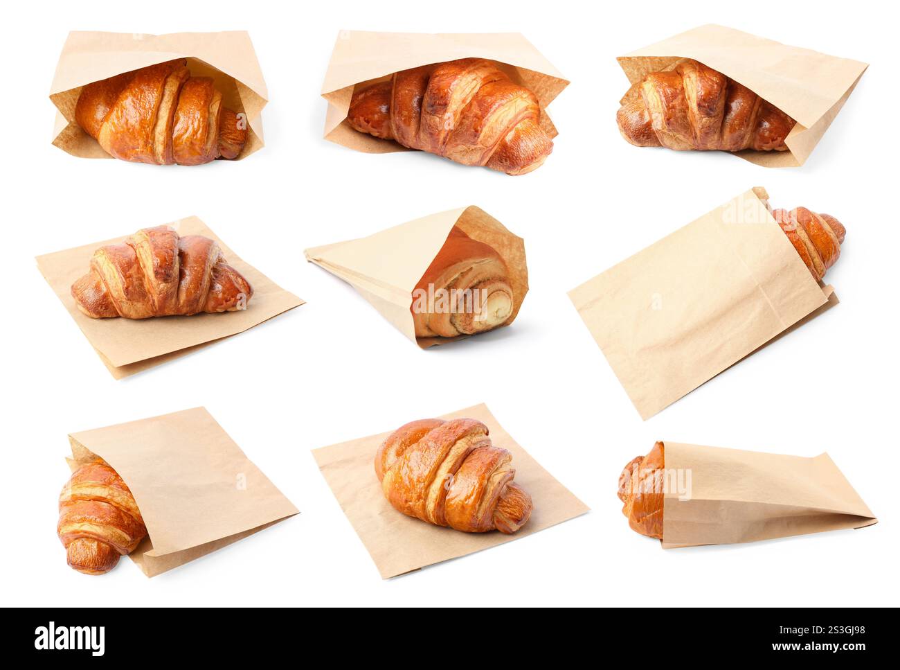 Paper bags with pastries isolated on white, set Stock Photo - Alamy