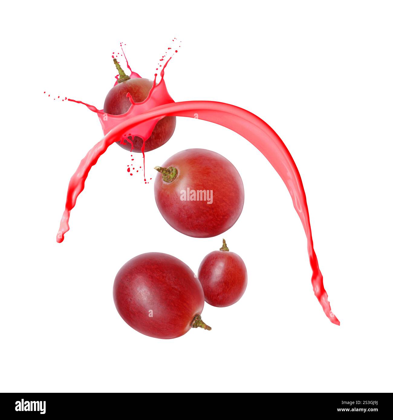 Grapes and splash of juice in air on white background Stock Photo - Alamy