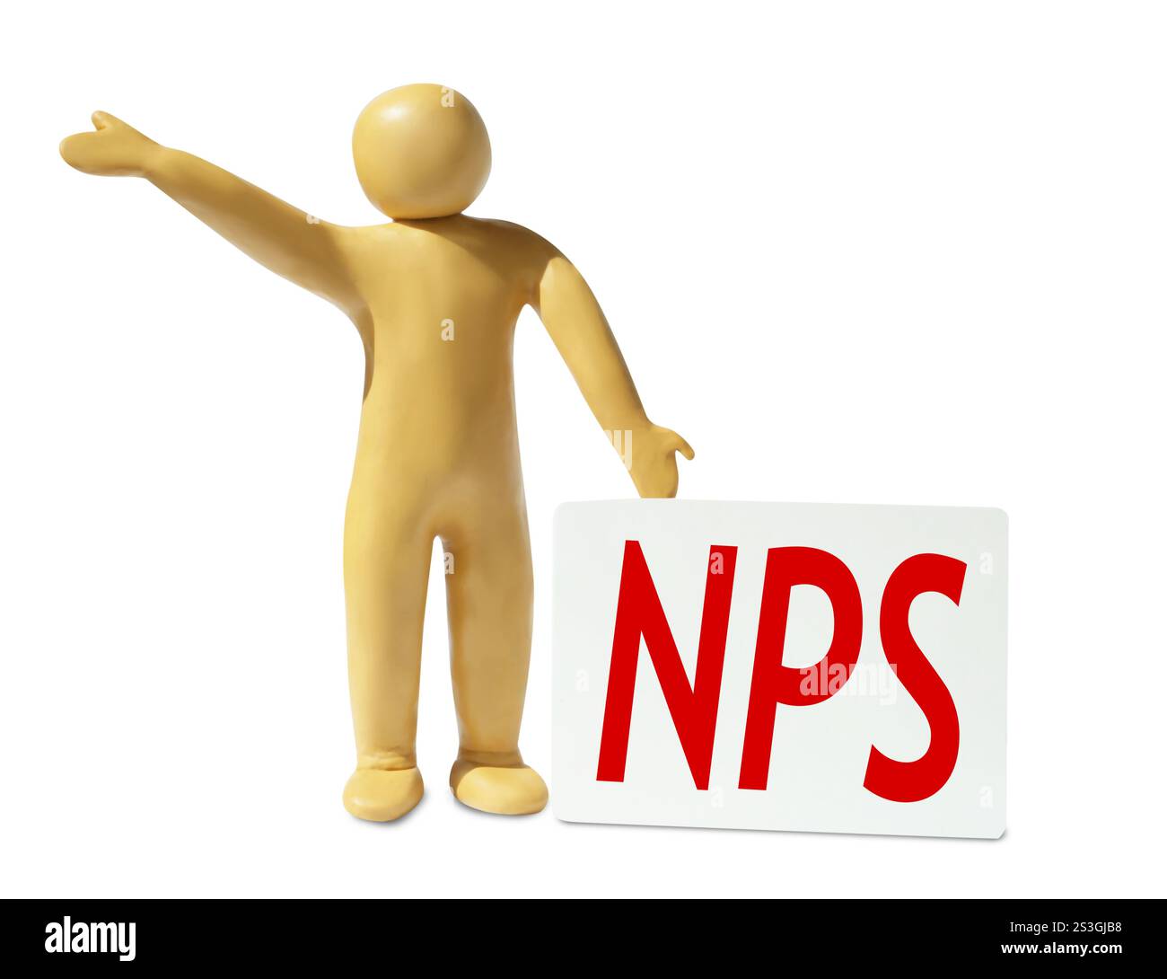 Plasticine human figure and card with NPS on white background. Customer ...