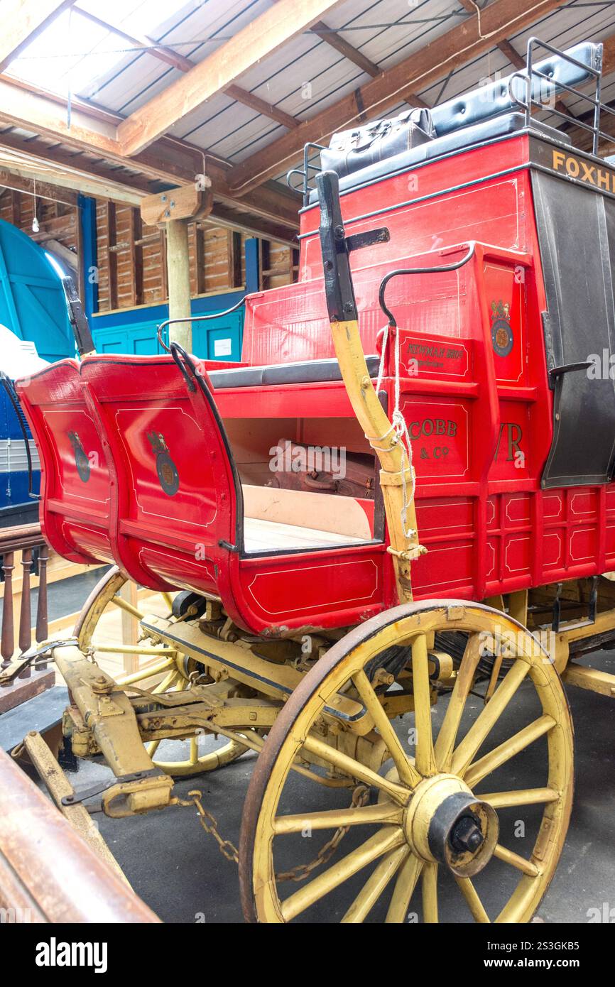 Vintage stagecoach in stables at Founders Heritage Park, Founders Park ...
