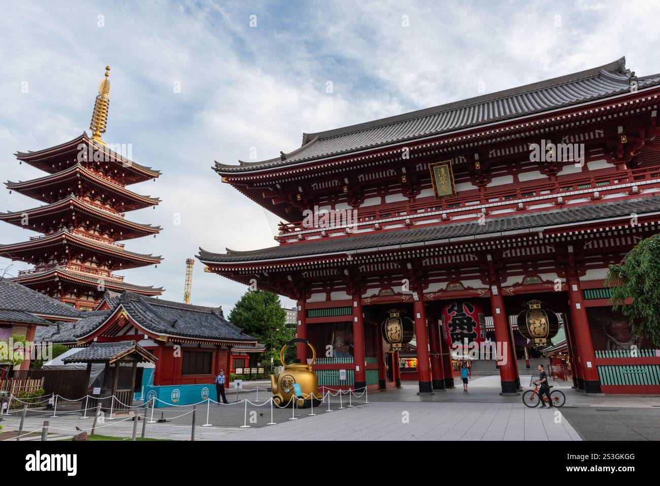Senso-ji Temple and Pagoda in the morning, Asakusa, Tokyo, Japan Stock ...