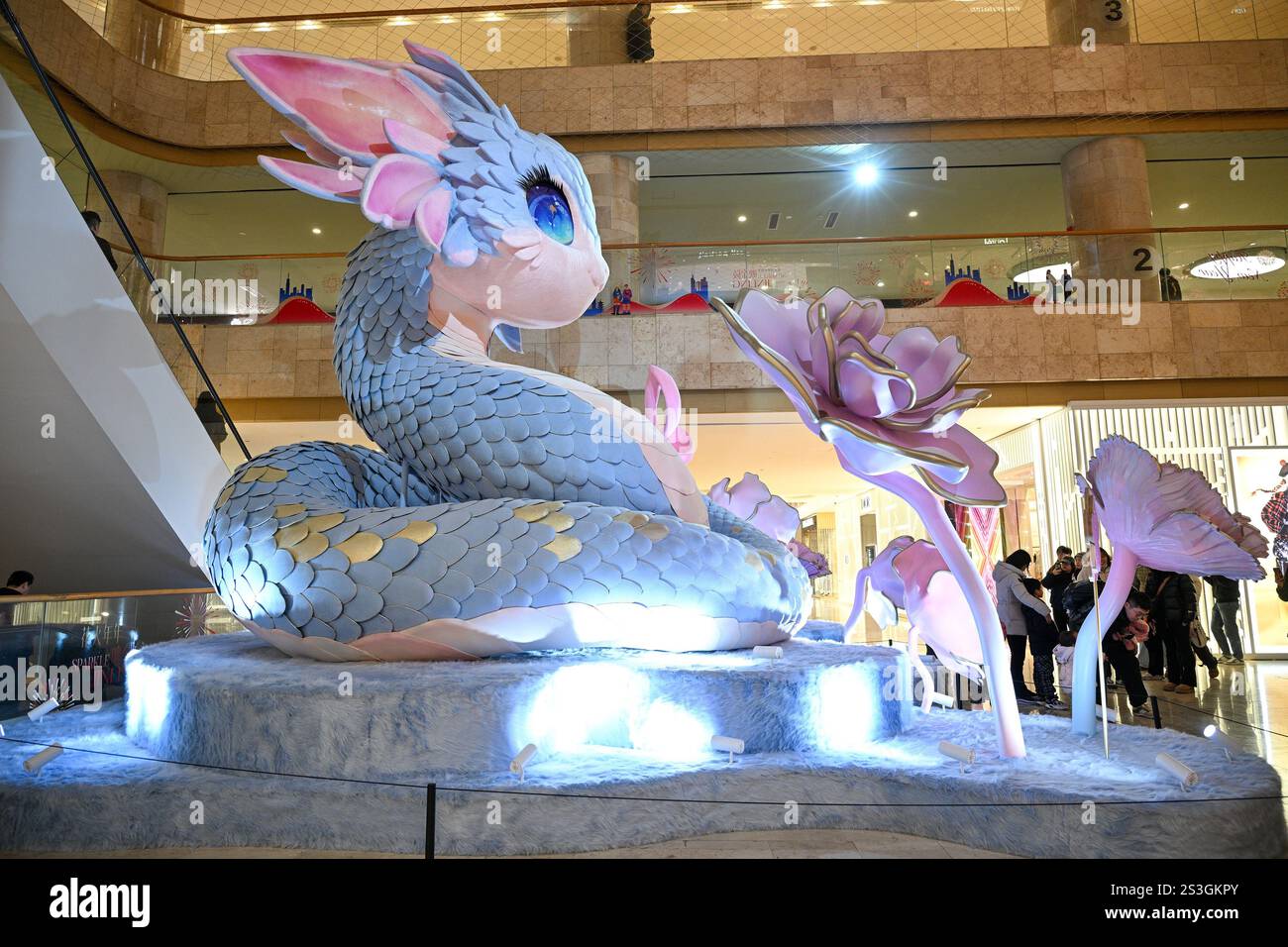 NANJING, CHINA - JANUARY 9, 2025 - The "Cute snake" art installation ...