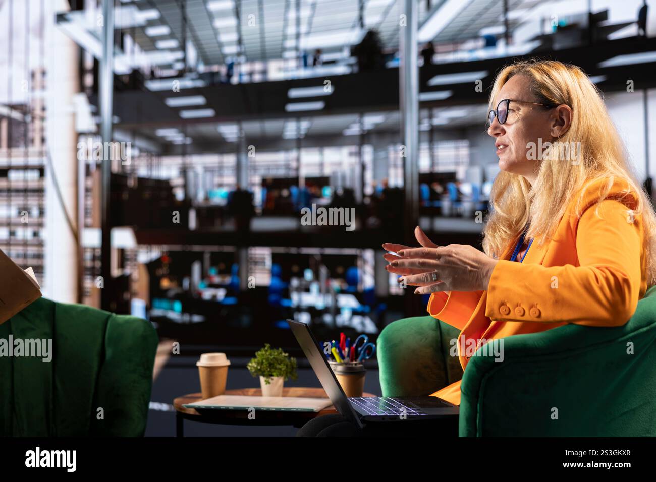 Female CEO leader in a corporate office being determined to achieve ...