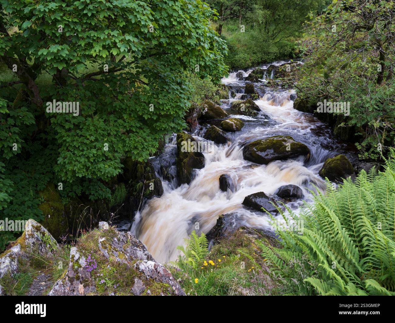 The waterfall on the stream flowing out from Watendlath Tarn above ...