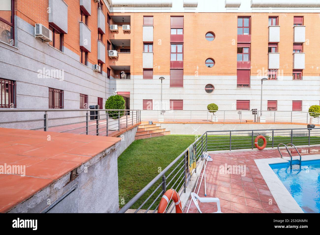 The pool is an ideal place to relax, exercise and socialize Stock Photo ...