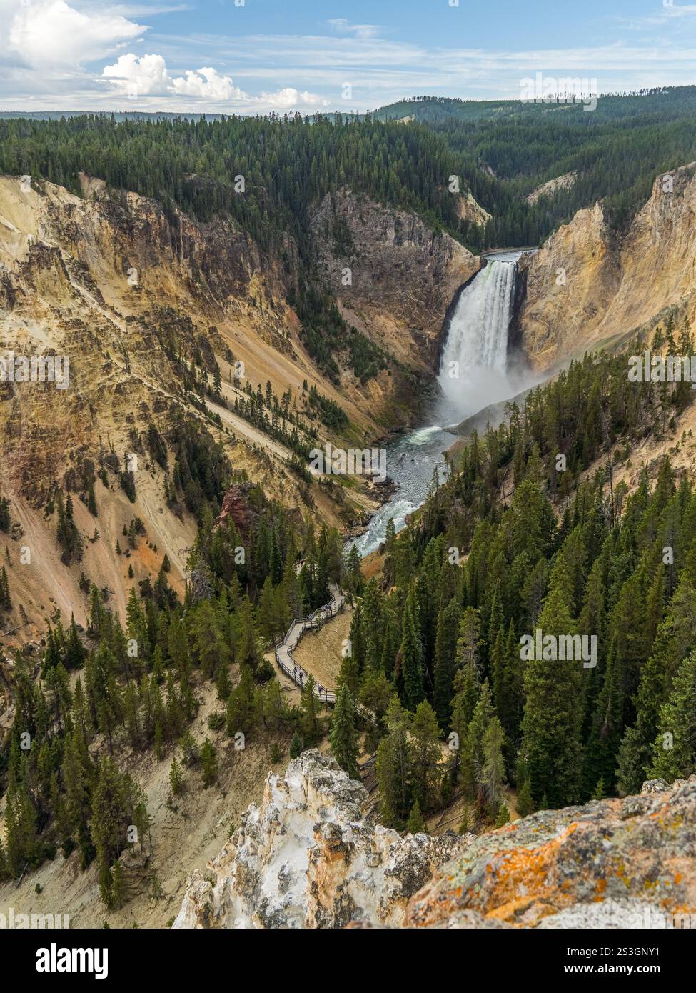 Panoramic view of the Grand Canyon of the Yellowstone and the Lower ...