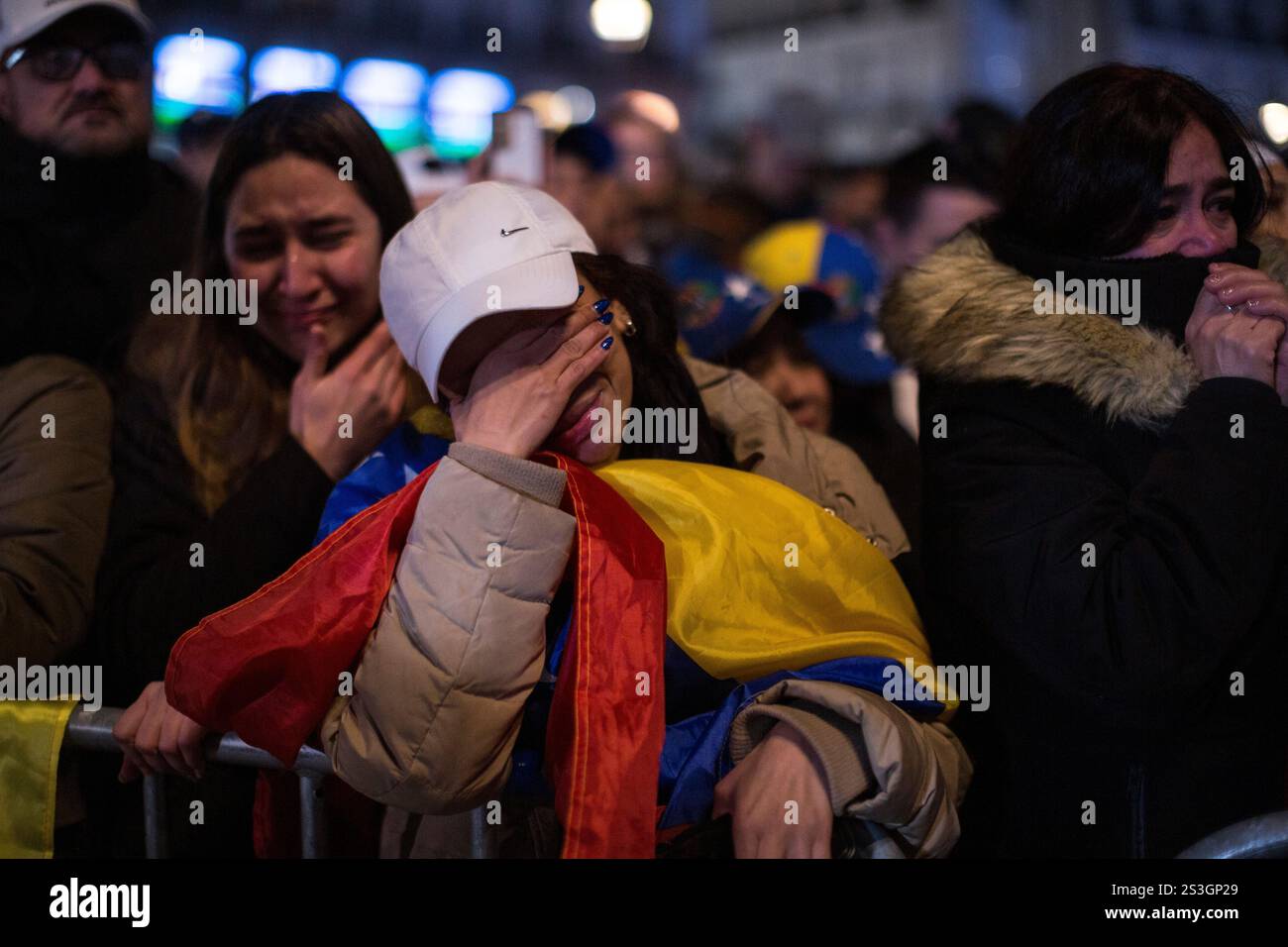Madrid, Spain. 09th Jan, 2025. Protesters from the Venezuelan community ...