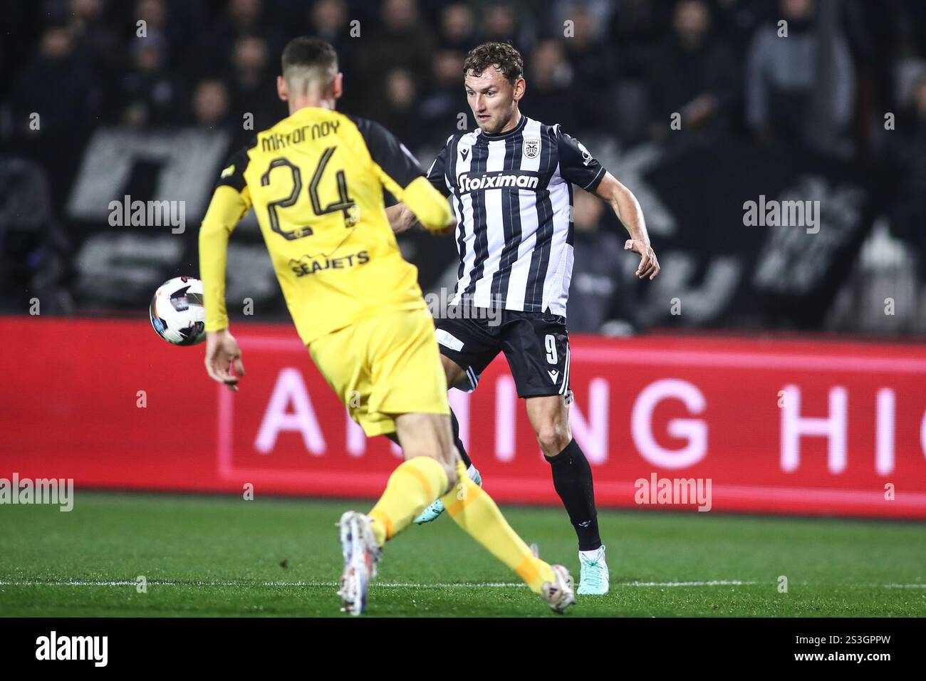 Thessaloniki, Greece. 9th Jan, 2025. PAOK's Fedor Chalov in action ...