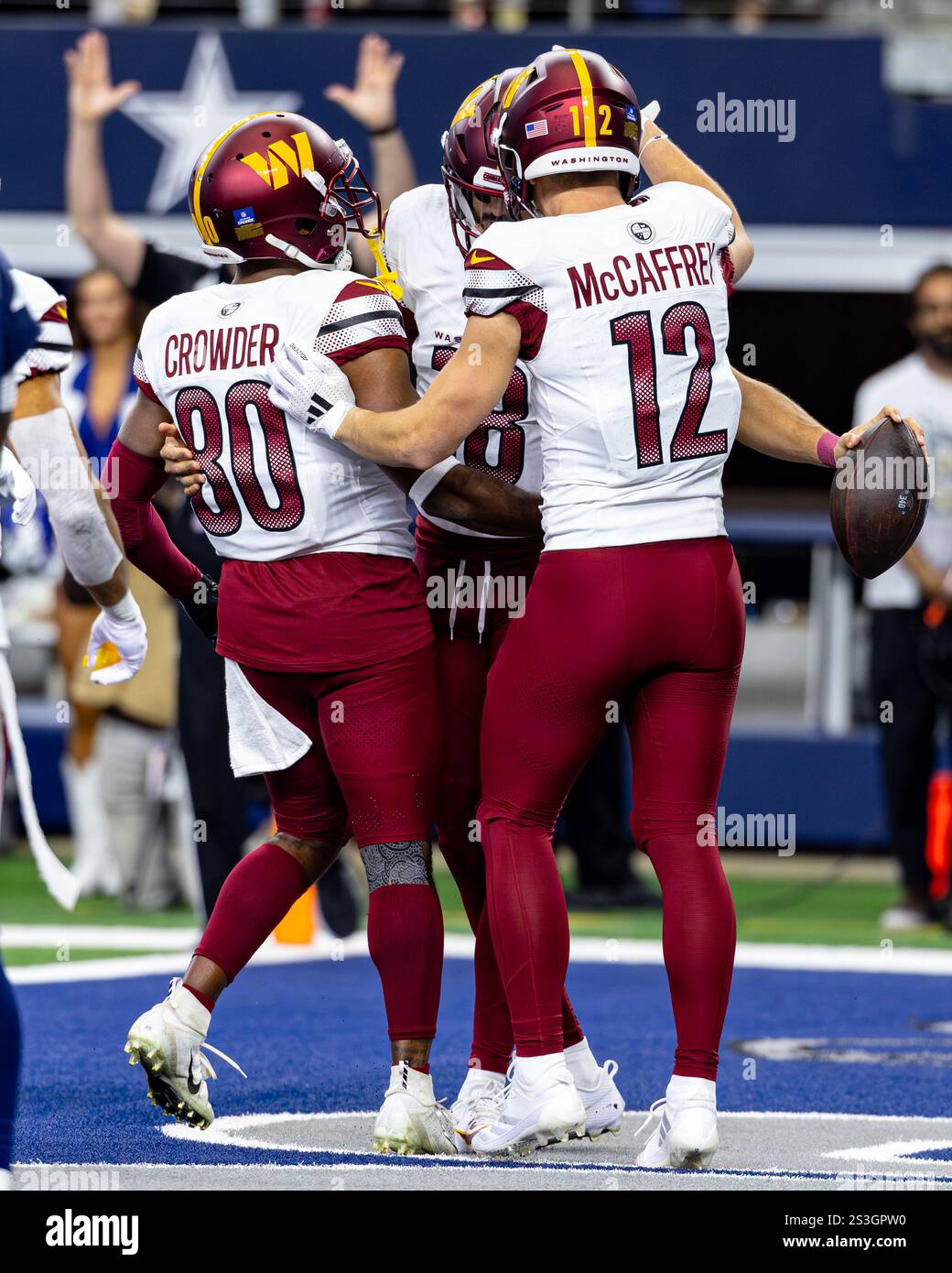 Washington Commanders quarterback Marcus Mariota (18) celebrates the ...