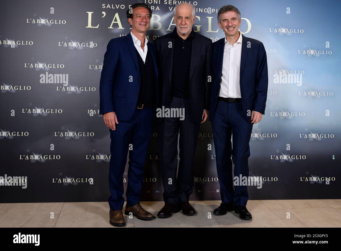 Rome, Italy. 09th Jan, 2025. Actors Salvo Ficarra, Toni Servillo and ...