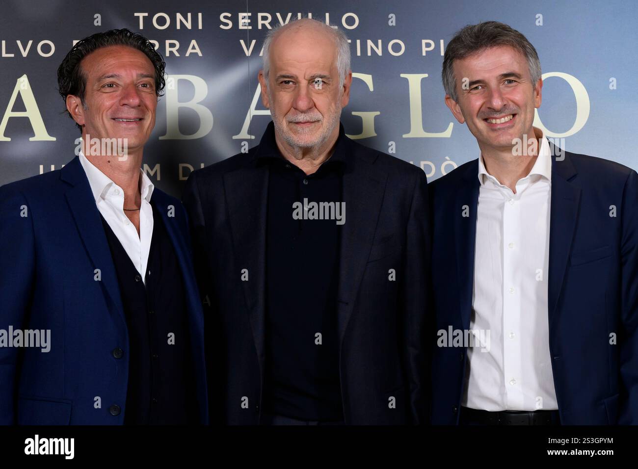 Rome, Italy. 09th Jan, 2025. Actors Salvo Ficarra, Toni Servillo and ...
