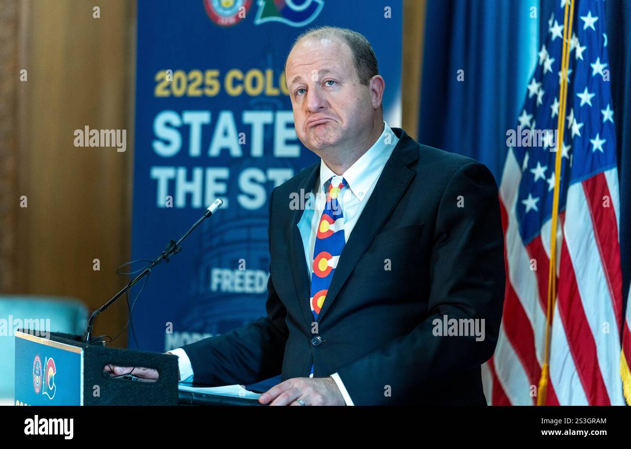 Denver, Colorado, USA. 9th Jan, 2025. Colorado Gov. Jared Polis, a ...