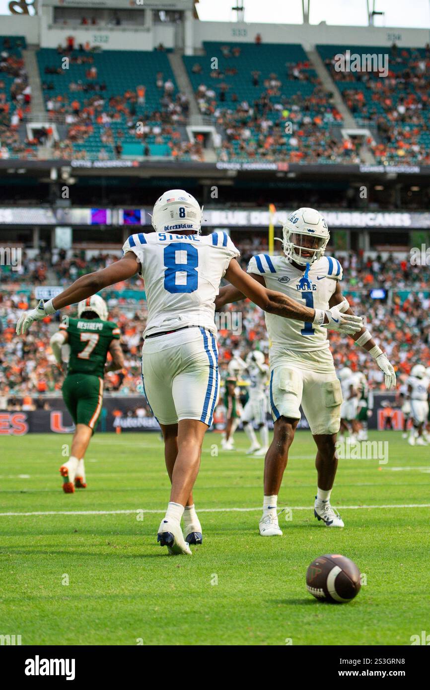 Duke safety DaShawn Stone (8) and safety Terry Moore (1) celebrate ...