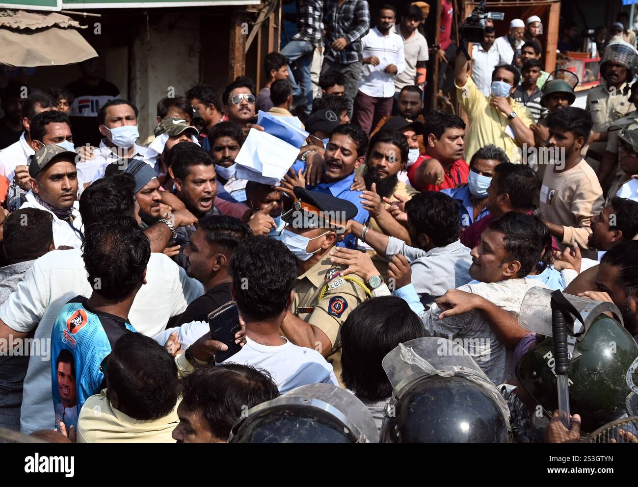MUMBAI, INDIA - JANUARY 9: Hundreds of residents from the Bharat Nagar ...