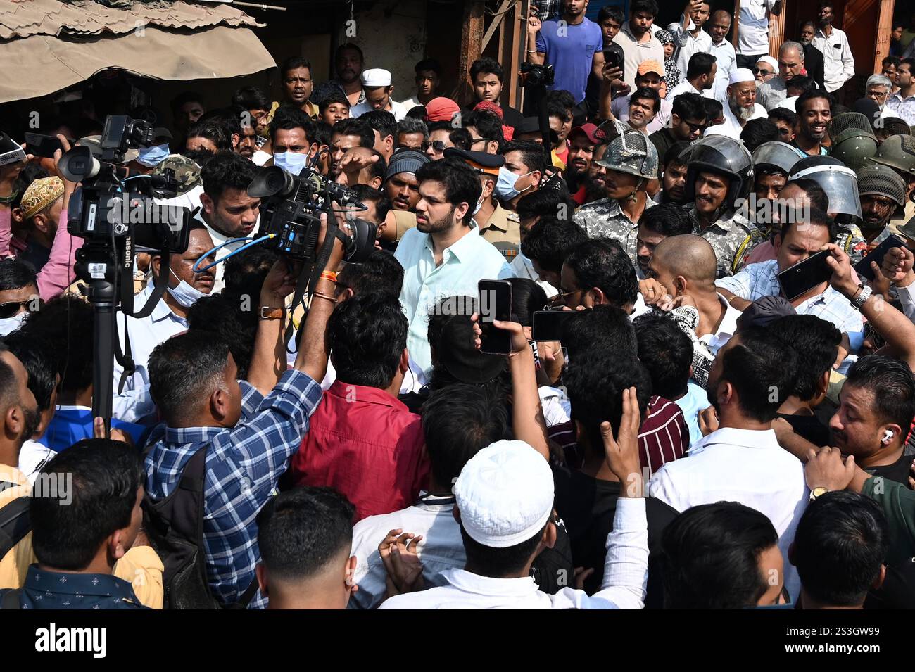 MUMBAI, INDIA - JANUARY 9: Hundreds of residents from the Bharat Nagar ...