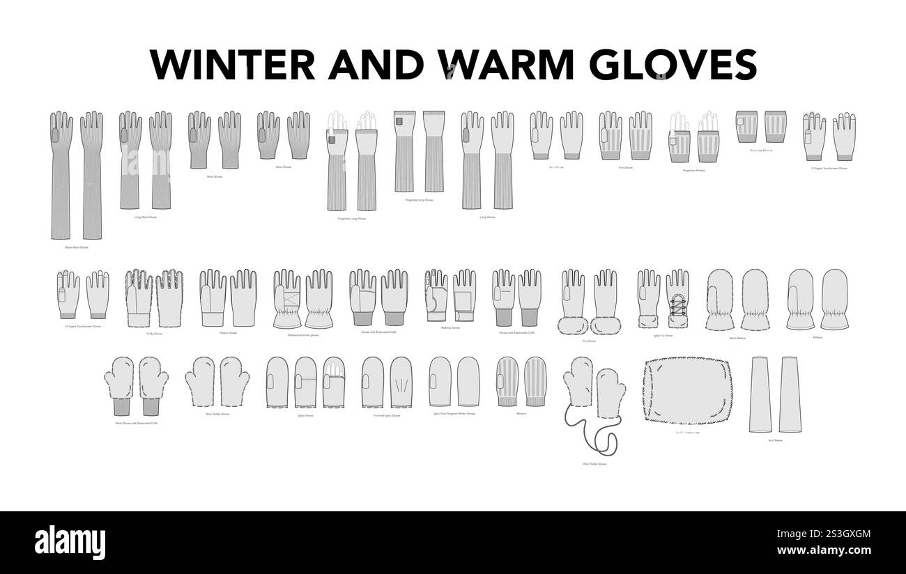 Set of Gloves - Winter and Warm Fashion with names hand accessory ...