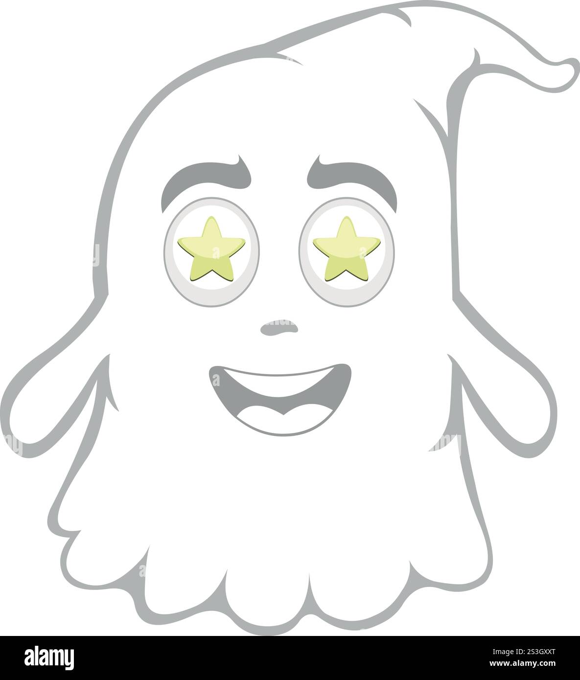 vector illustration character ghost cartoon, marveling with stars in ...