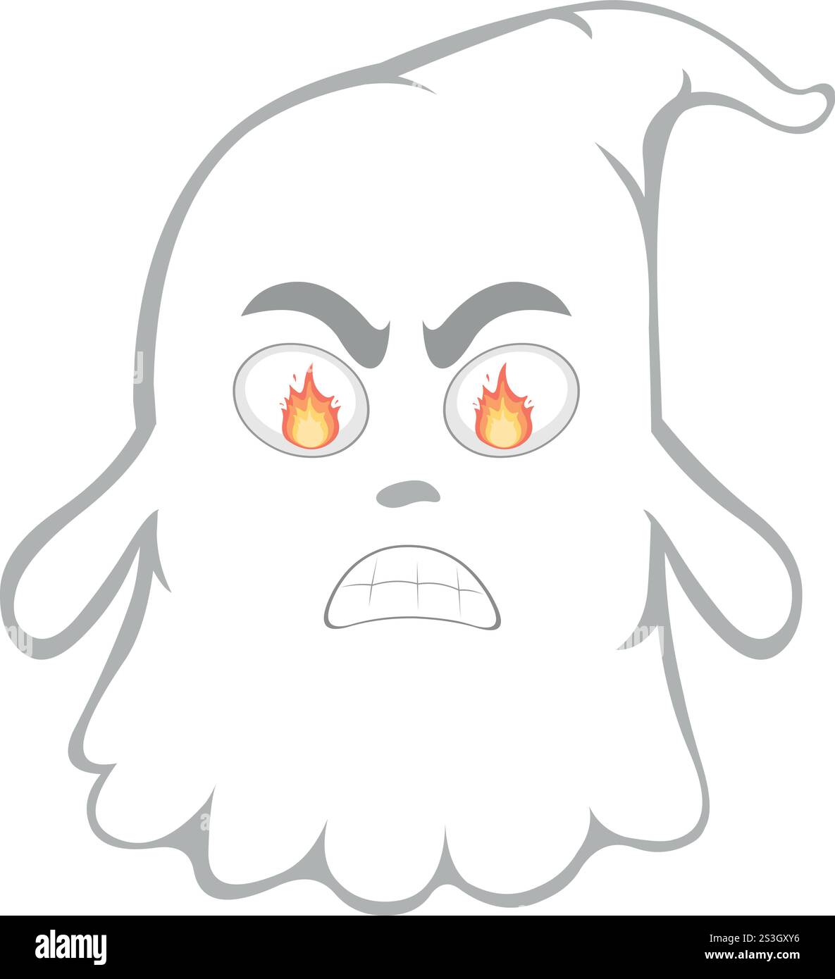 vector illustration character ghost cartoon, with a furious expression ...