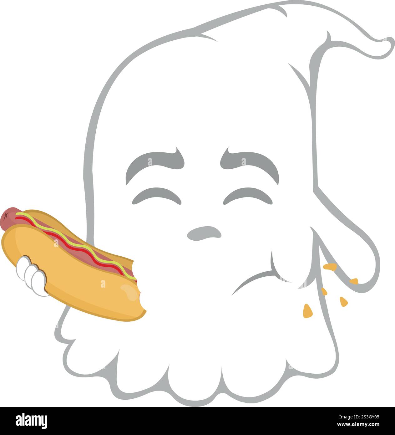 vector illustration character ghost cartoon, eating fast food from a ...