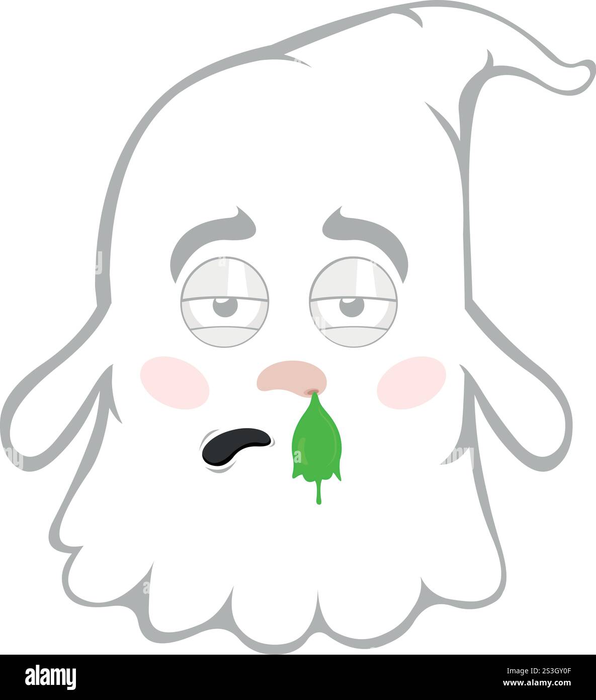 vector illustration character ghost cartoon, pale with flu symptoms and ...