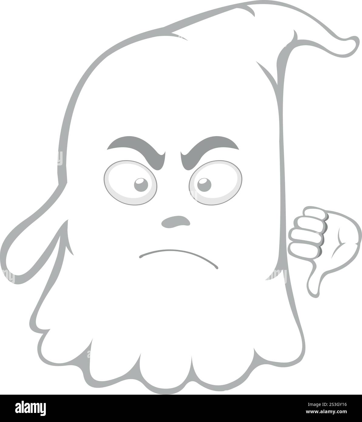 vector illustration character ghost cartoon, with thumb pointing down ...