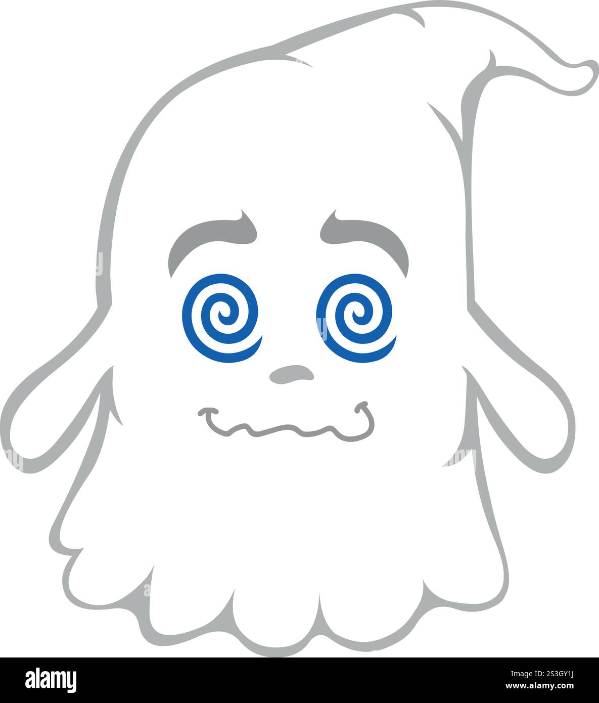 vector illustration character ghost cartoon, hypnotized or drugged with ...