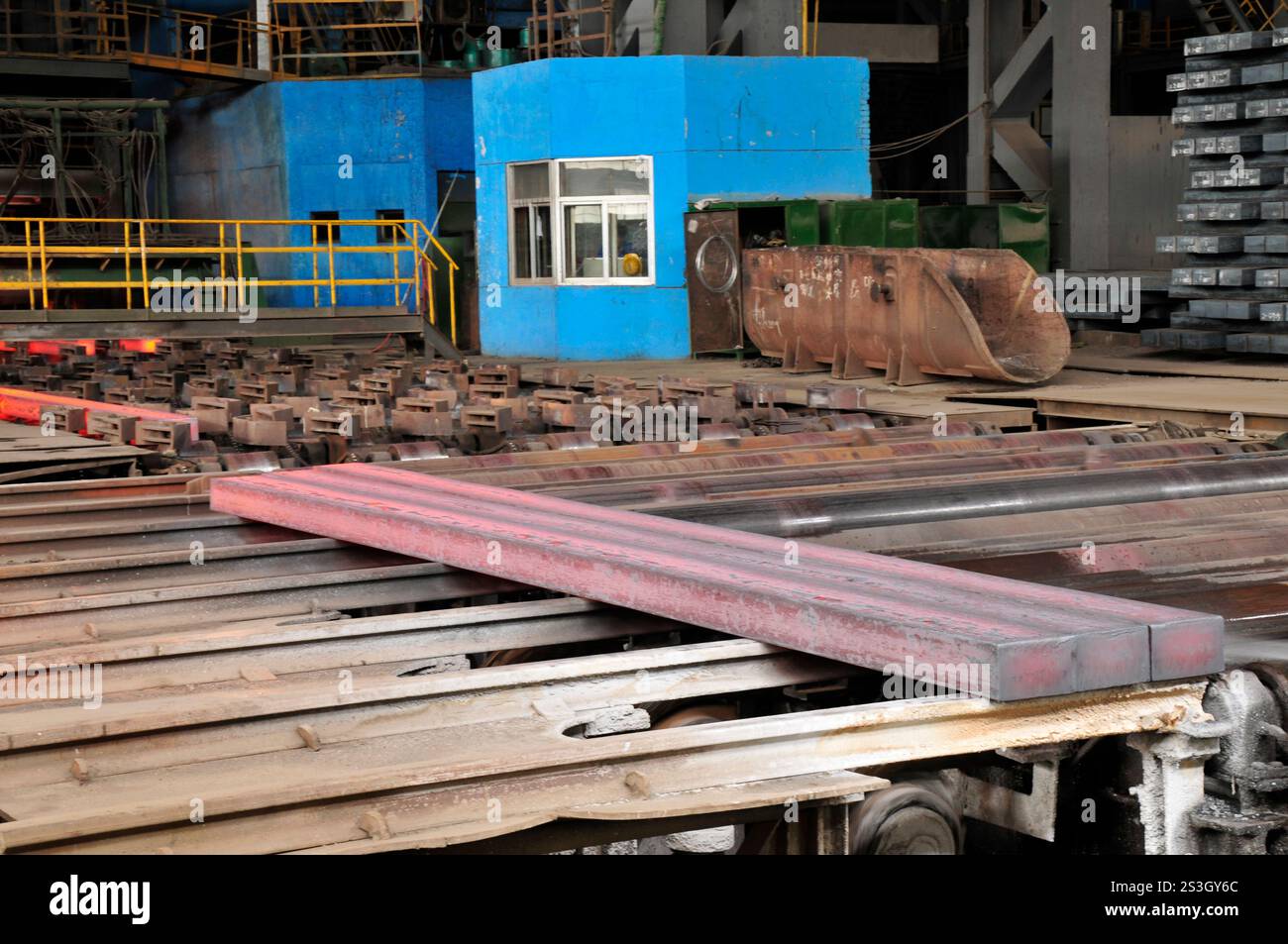 Hot steel in the steel mill workshop production line Stock Photo - Alamy