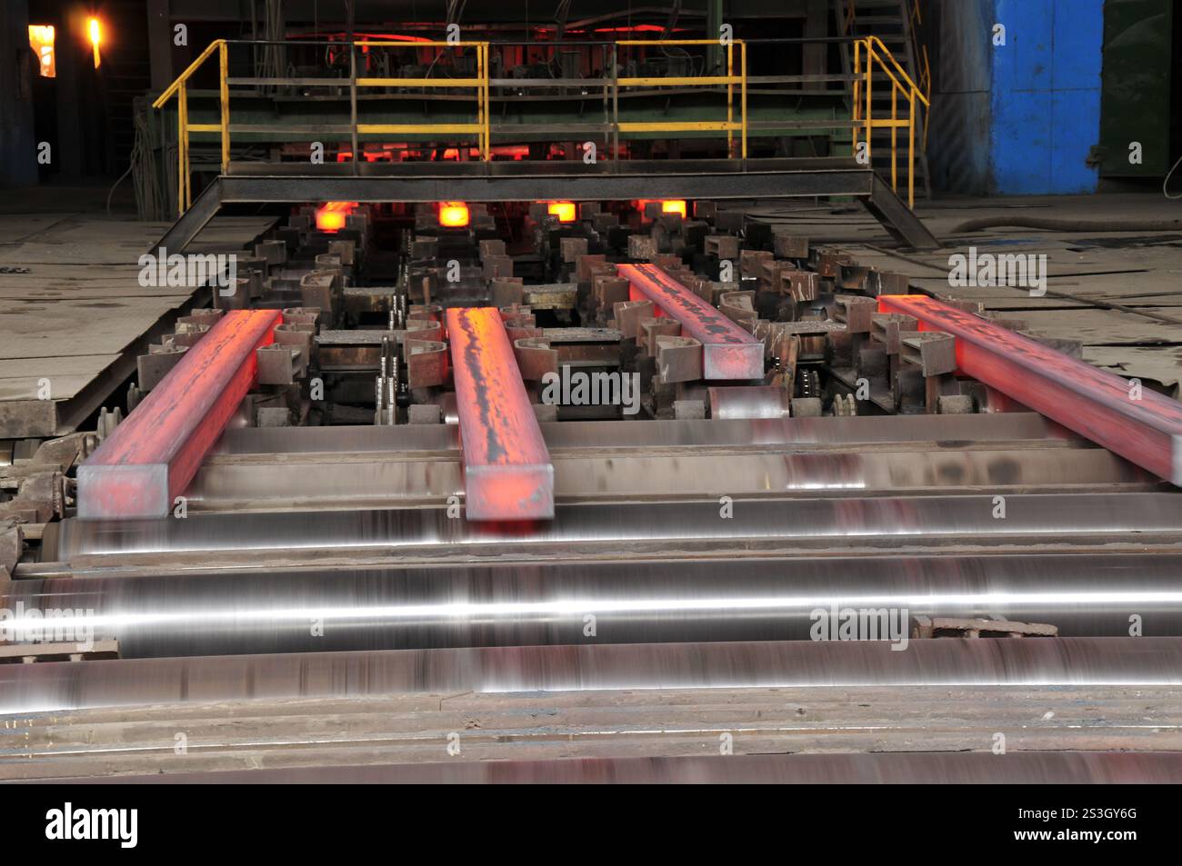 Hot steel in the steel mill workshop production line Stock Photo - Alamy